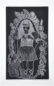 Hanrahan Barbara | Girl with a Cat (1988) | MutualArt