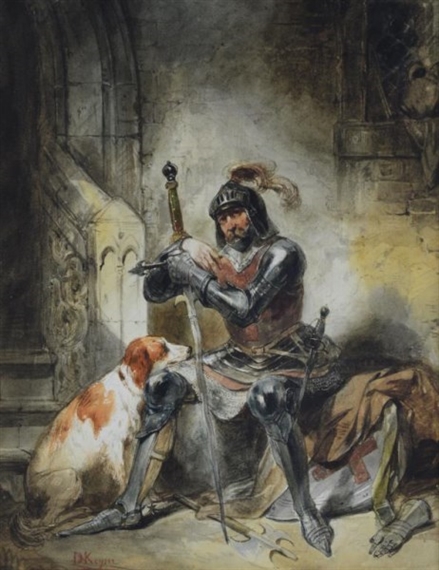 Nicaise De Keyser | UNTITLED: Knight resting with dog (1841) | MutualArt