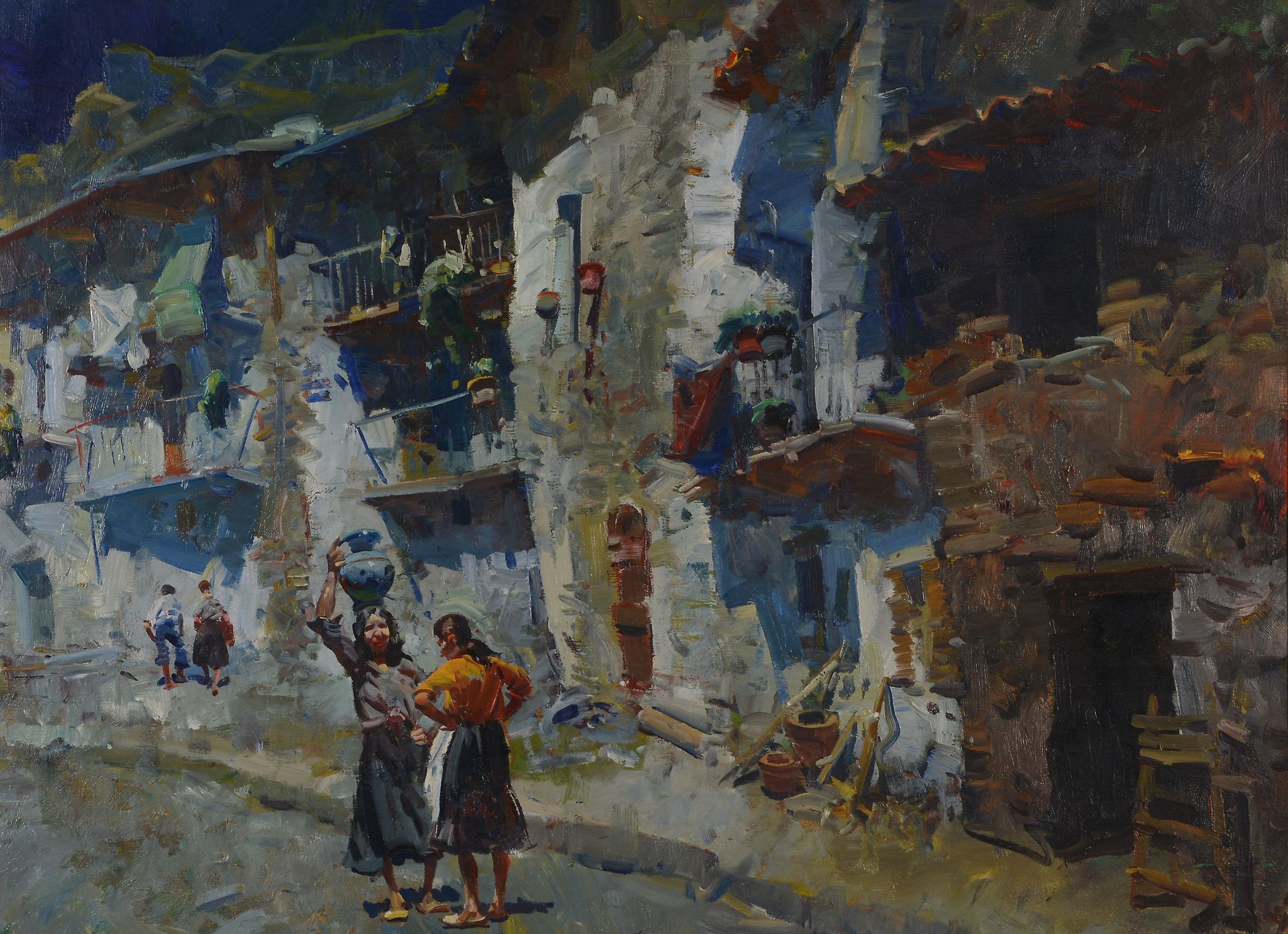 Josep Serra i Santa | Village scene with women | MutualArt