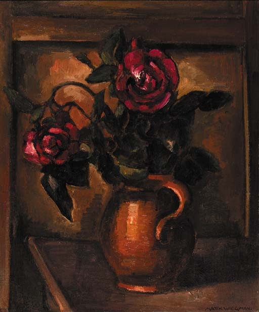Mathieu Wiegman | A still life with roses in a vase | MutualArt