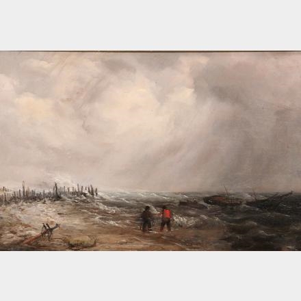 George Robert Bonfield | Shipwreck at Ruined Seawall | MutualArt