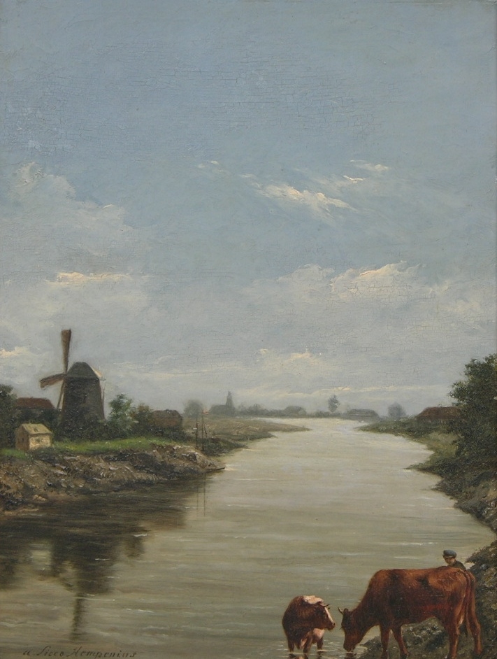 A. Sicco Hempenius | Cows in a stream | MutualArt