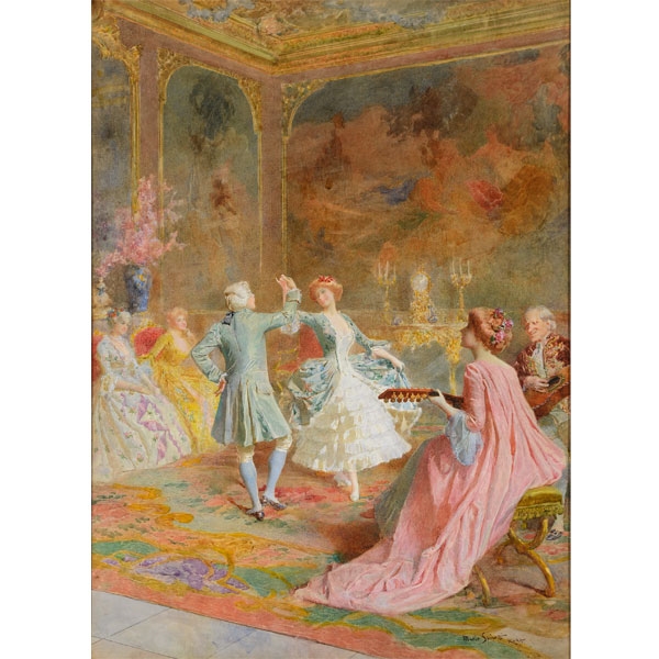 Mario Spinetti | Parlor Scene with Dancing Couple | MutualArt