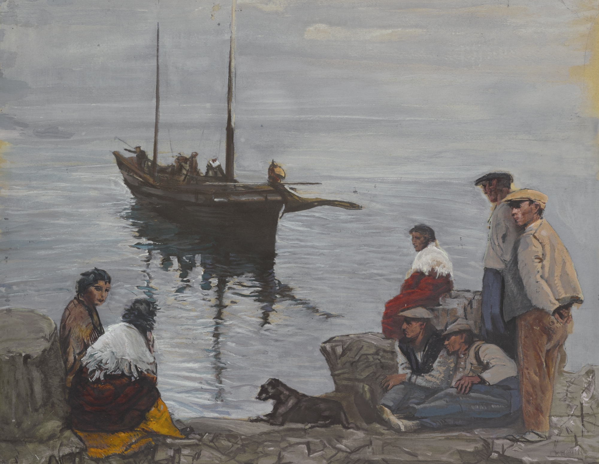 Sean Keating | ON THE PIER (Circa 1940) | MutualArt