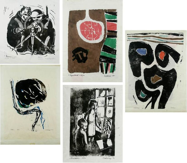 Emory Ladanyi | Five Works, War and Four Other Color Woodblock Print ...