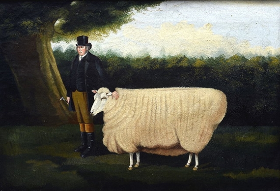 British School, 20th Century | Gentleman With His Prize Sheep | MutualArt