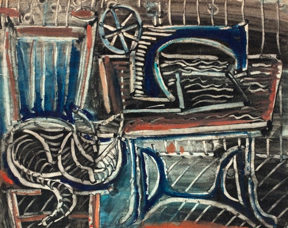 Keith Patterson | Cat with Sewing Machine | MutualArt