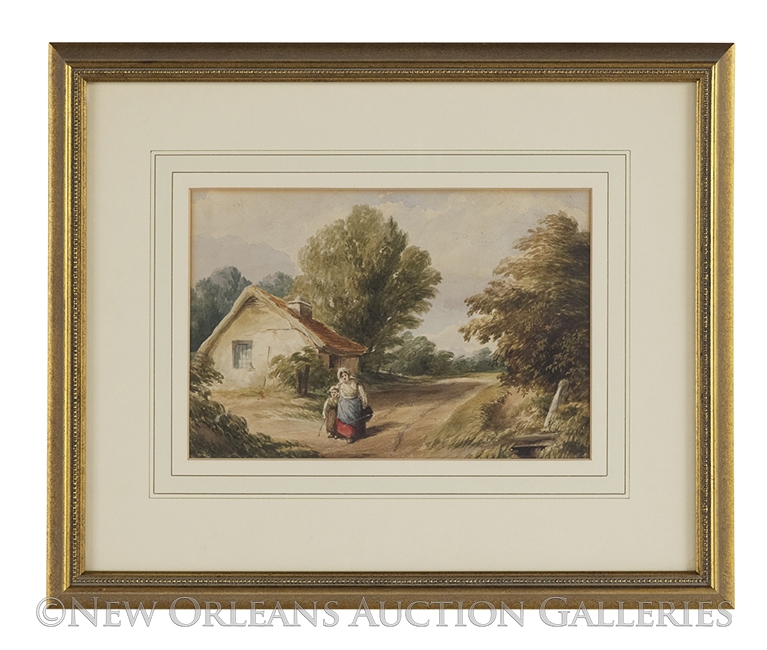 British School, 19th Century | The Haystacks & Figures by a Cottage ...
