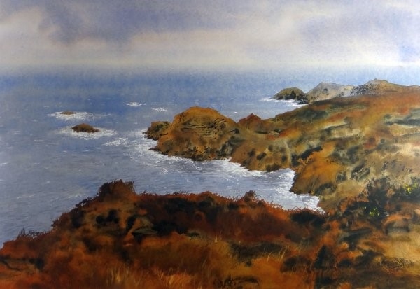 David Tress | Expansive Landscape with Tree, Hedges and Stone Wall ...