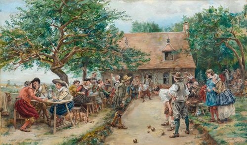 Jean Charles Meissonier | Renaissance Scene of a Garden Company with ...