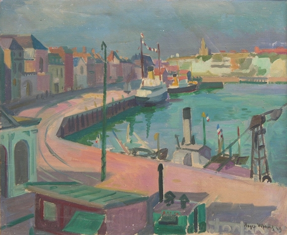 Roger Worms | French harbor scene | MutualArt