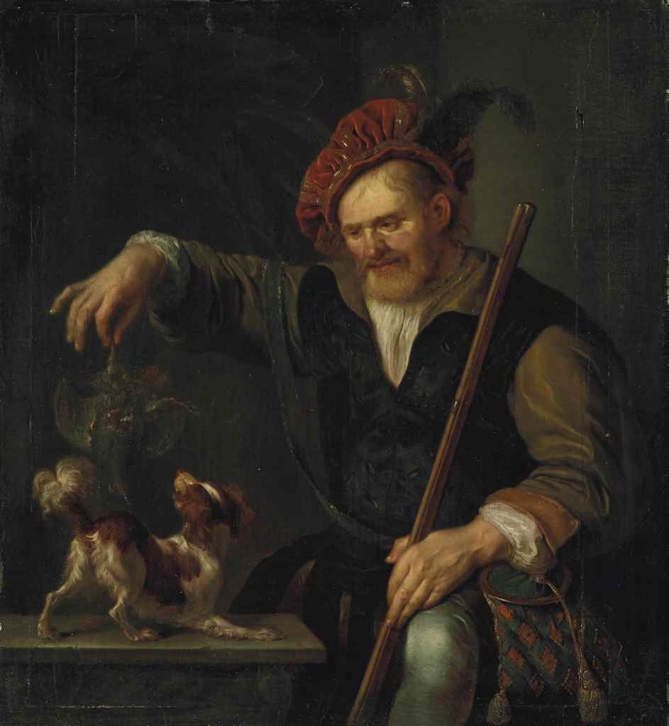 Ary de Vois | Un chasseur tenant une perdrix morte | MutualArt