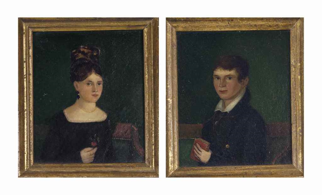 Joshua Johnson | Portrait Miniatures of a Lady and a Gentleman | MutualArt
