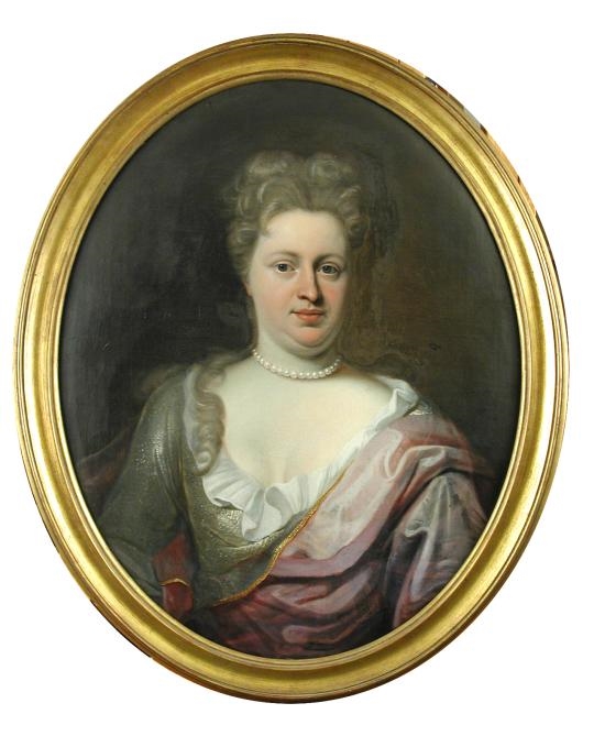 John Closterman | Portrait of a Lady Half Length in a Grey Silk Dress ...