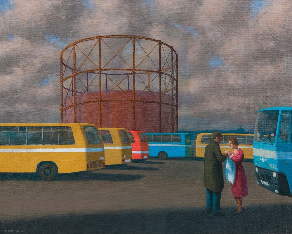 Jeffrey Smart | First Study for The Arrow Carriers (1978) | MutualArt
