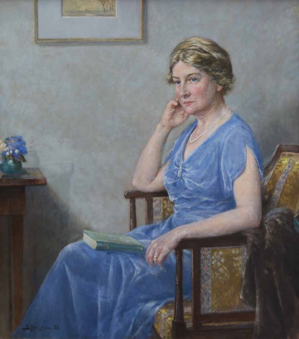 Bertram Priestman | Portrait of Miss Kathleen Bell (1936) | MutualArt