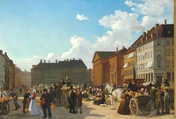 Wilhelm Pacht | Market day in Gammel Torv on Copenhagen (1867) | MutualArt