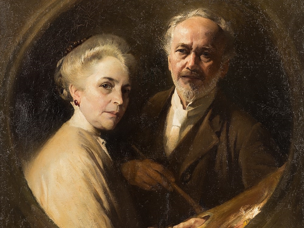 Cesar Philipp | Self Portrait with Wife (1925) | MutualArt