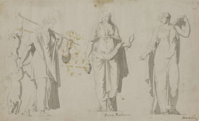 Louis Masreliez | Two works: Studies of sculpture from the Palazzo ...