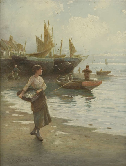 William Richards | Two works: Fisherfolk carrying the day's catch ...