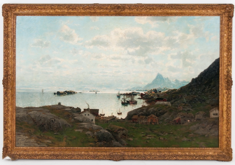 Eilert Adelsteen Normann | Boats in a fjord landscape | MutualArt