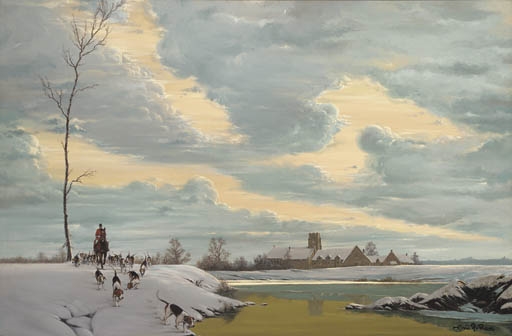 Eric F. Rowe | Hounds on the scent, a winter morning | MutualArt