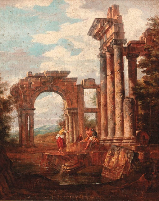 Giovanni Paolo Pannini | Capricci of Roman ruins with soldiers and ...