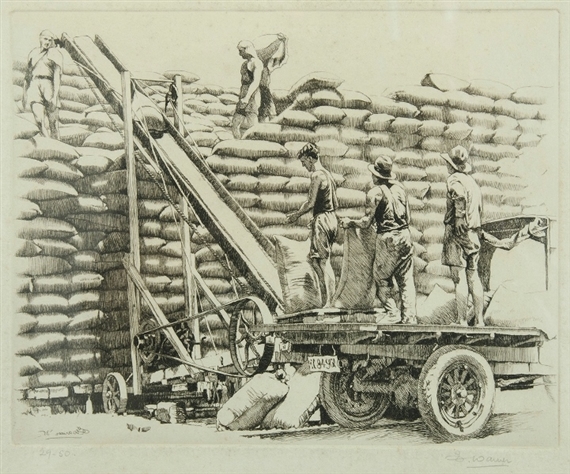 Alfred Edward Warner | Loading Grain (1935) | MutualArt