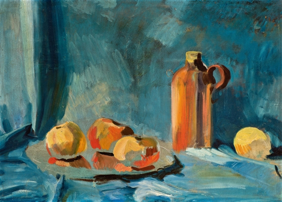 Hermann Burte | Still life with apples and jug | MutualArt