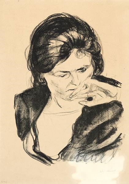 Edvard Munch | Woman with Her Hand by Her Mouth (1920) | MutualArt