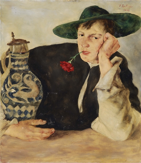 Paul Mathias Padua | Junger Bauer mit Nelke und Weinkrug (1928) | MutualArt