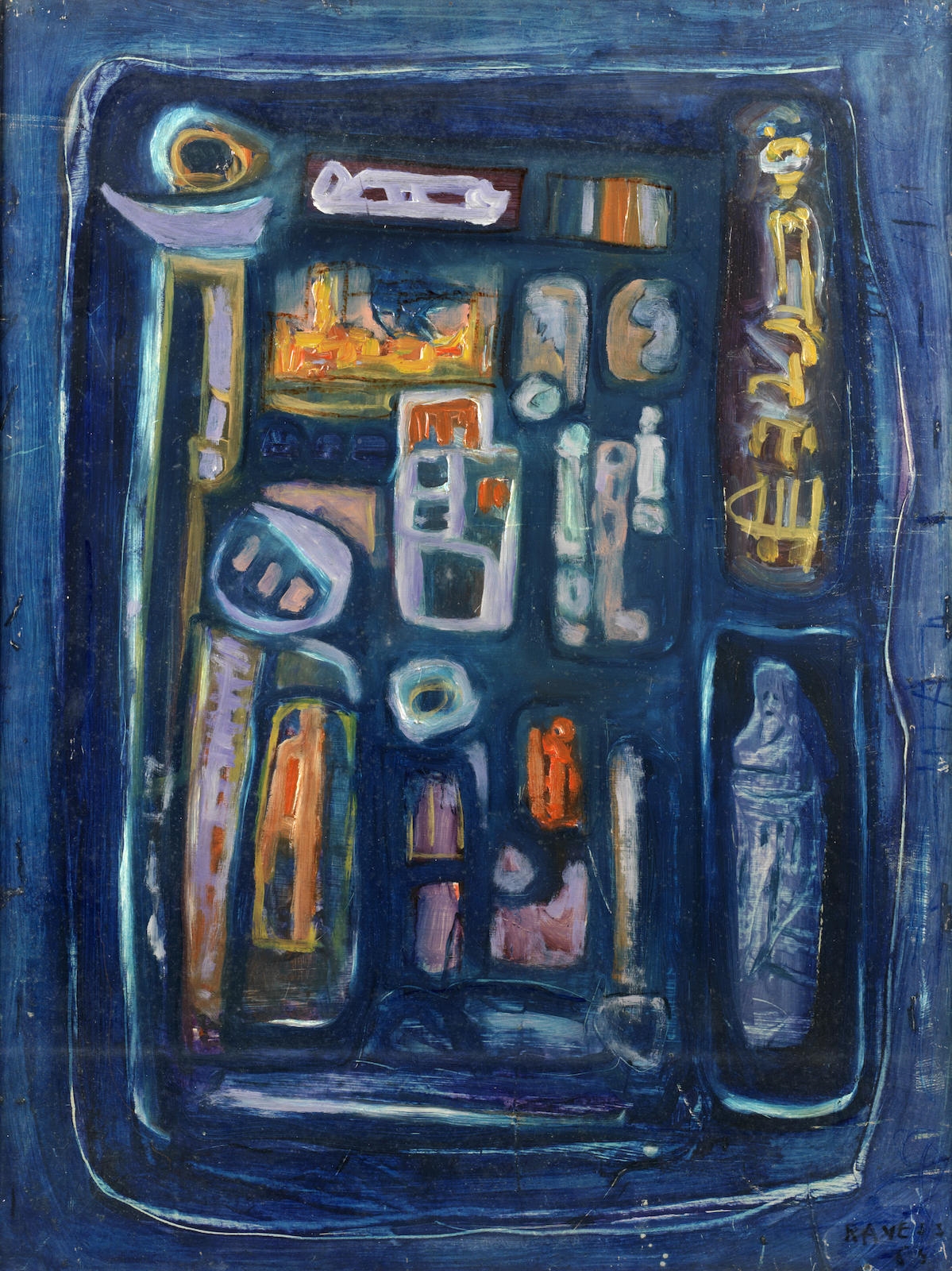 Aref el Rayess | Totems on Blue (1965) | MutualArt