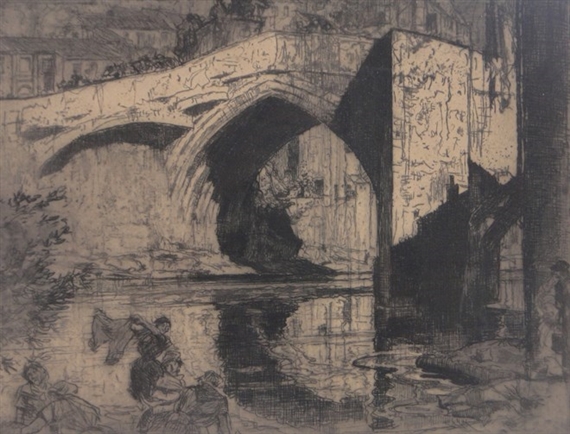 Frank William Brangwyn | The Bridge at Barnard Castle | MutualArt