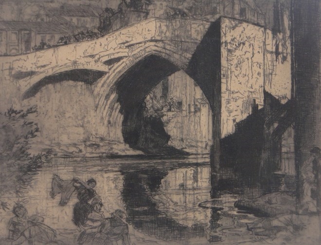 Frank William Brangwyn | The Bridge at Barnard Castle | MutualArt