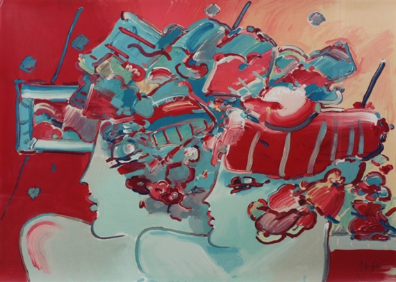 Peter Max | TWO WOMEN WITH HATS (1988) | MutualArt