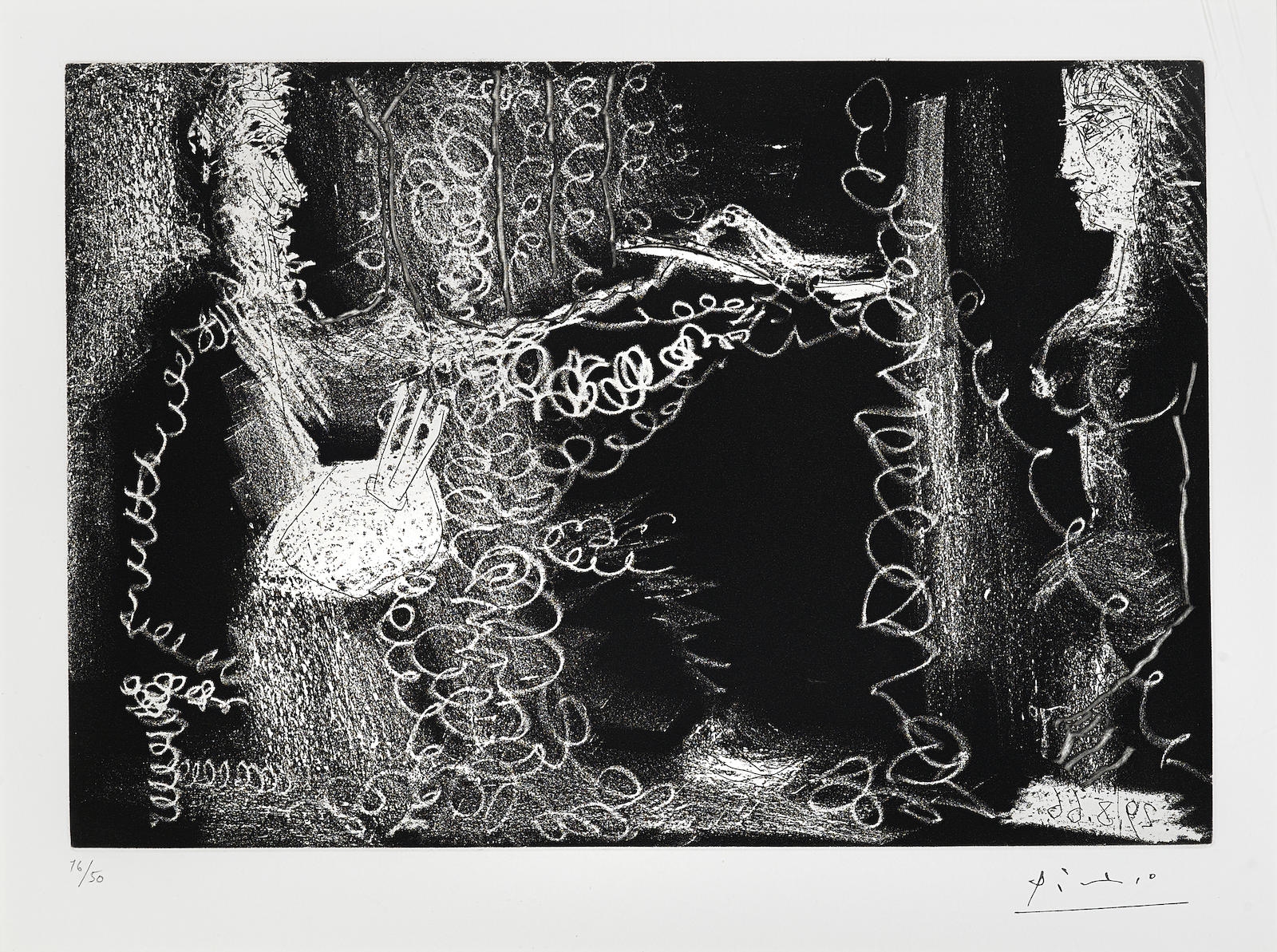 Pablo Picasso | Theater scene with phallic figures (1966) | MutualArt