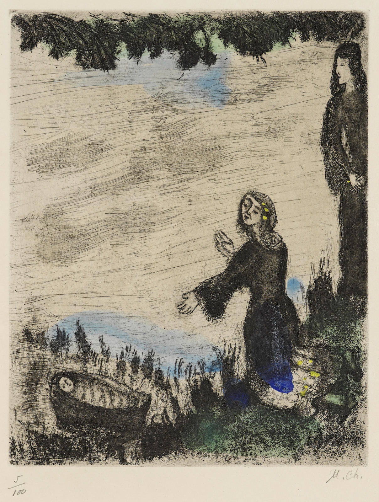 Marc Chagall | Moïse sauvé des eaux, pl. 26, from La Bible (V. 224; C ...