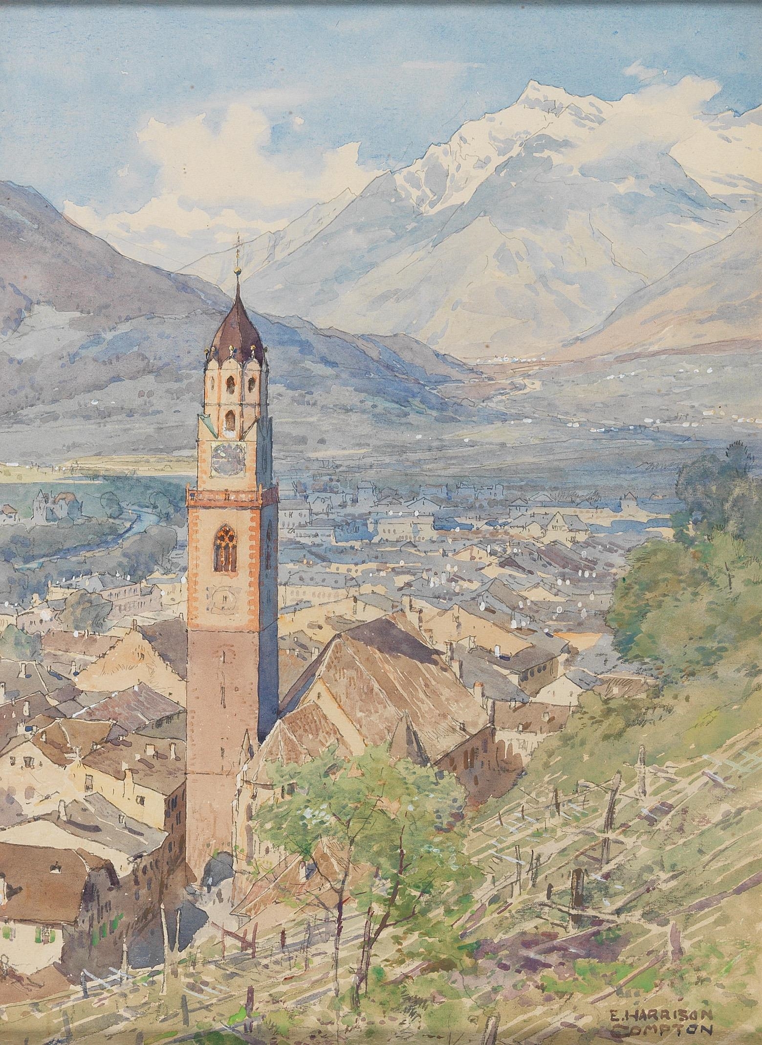 Edward Harrison Compton | A view across Meran | MutualArt