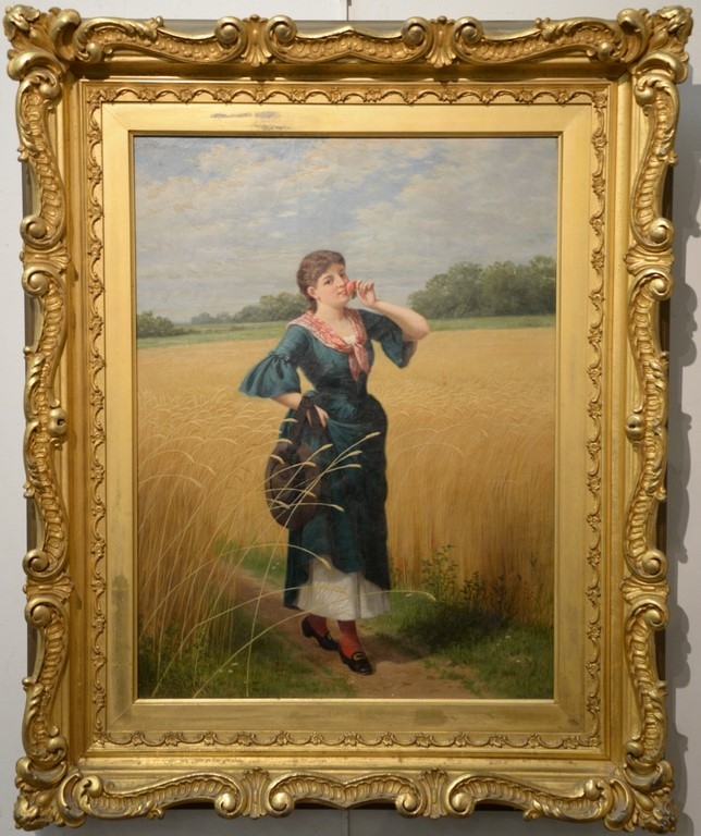 Samuel S. Carr | Girl Smelling a Rose in a Hay Field | MutualArt