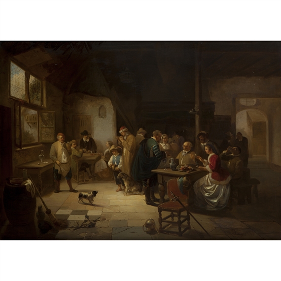 Willem Linnig the Elder | DINING AT AN INN (1848) | MutualArt