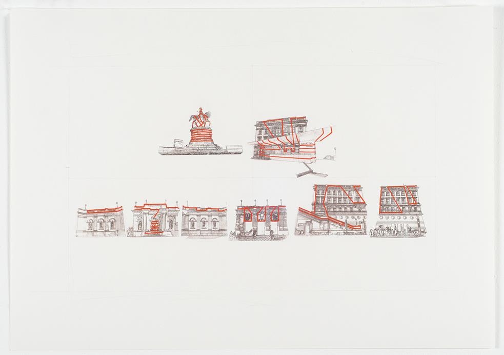 Rainer Prohaska | Drawing an Orange Line 7 (2014) | MutualArt