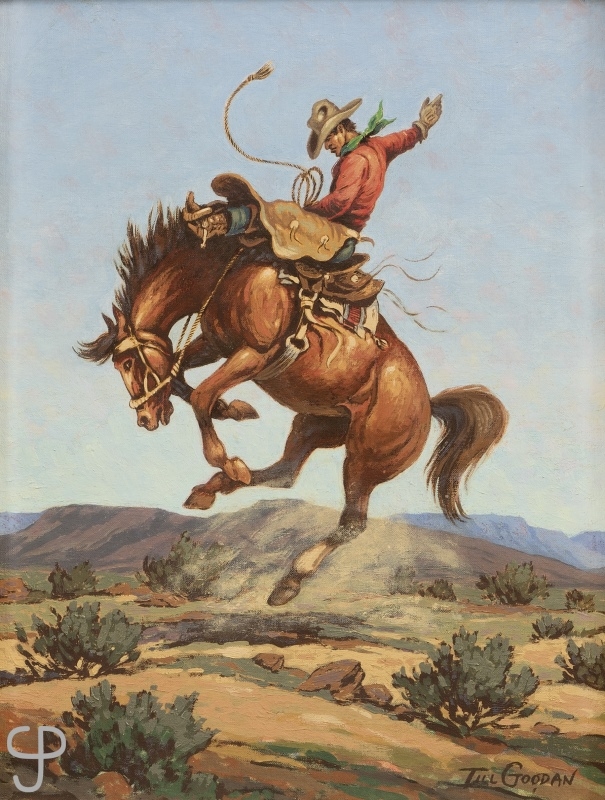 Tillman Parker Goodan | Cowboy atop a bucking bronco | MutualArt