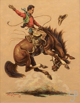 Tillman Parker Goodan | Cowboy atop a bucking bronco | MutualArt