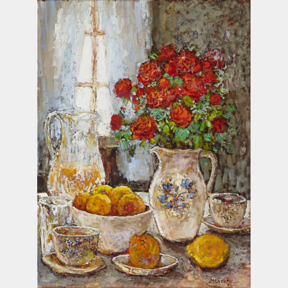 Michael Khoury | Still Life With Oranges And Red Roses | MutualArt