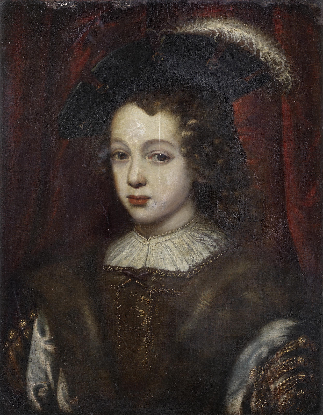 Justus Sustermans | Portrait of a young boy, bust-length, in a fur ...