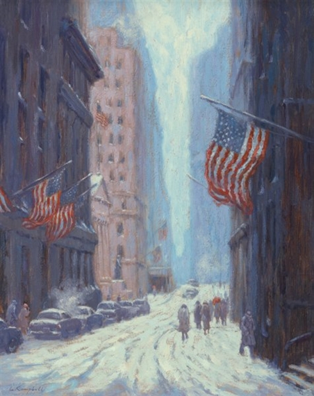 Lawrence‏ Campbell | Winter on Wall Street, from Trinity (1987) | MutualArt