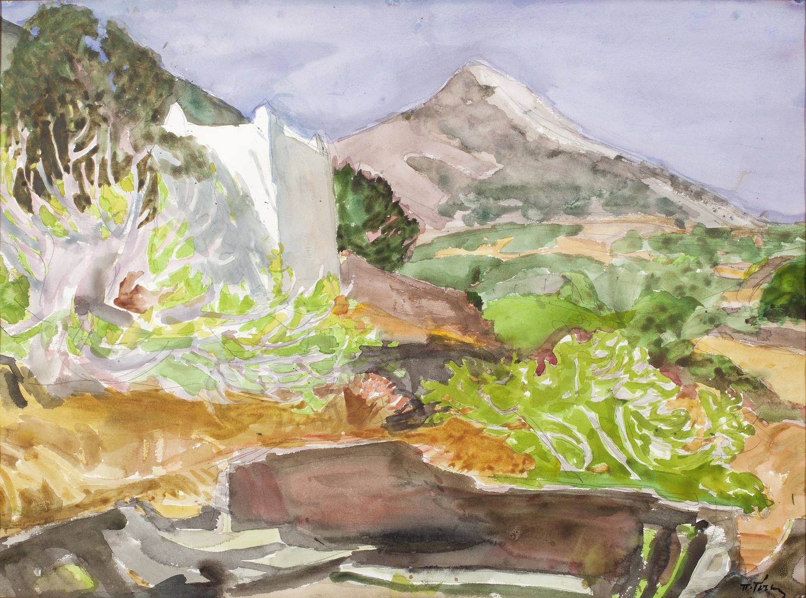 Panayiotis Tetsis | 2 works: View of Sifnos & Church on a cliff | MutualArt