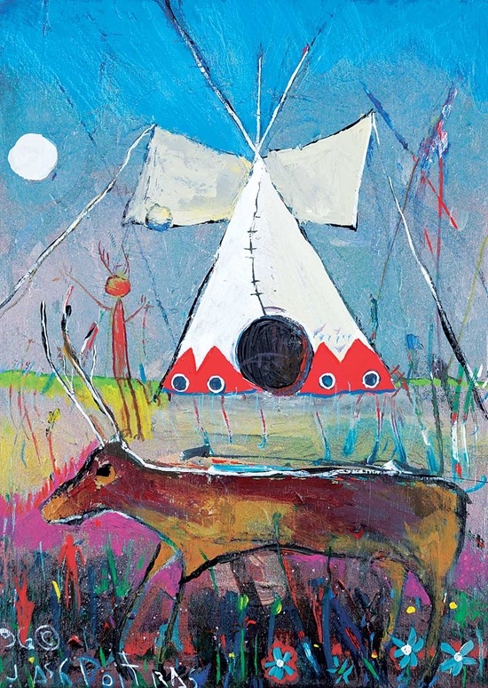 Jane Ash Poitras | Shaman Outside My Teepee (1996) | MutualArt