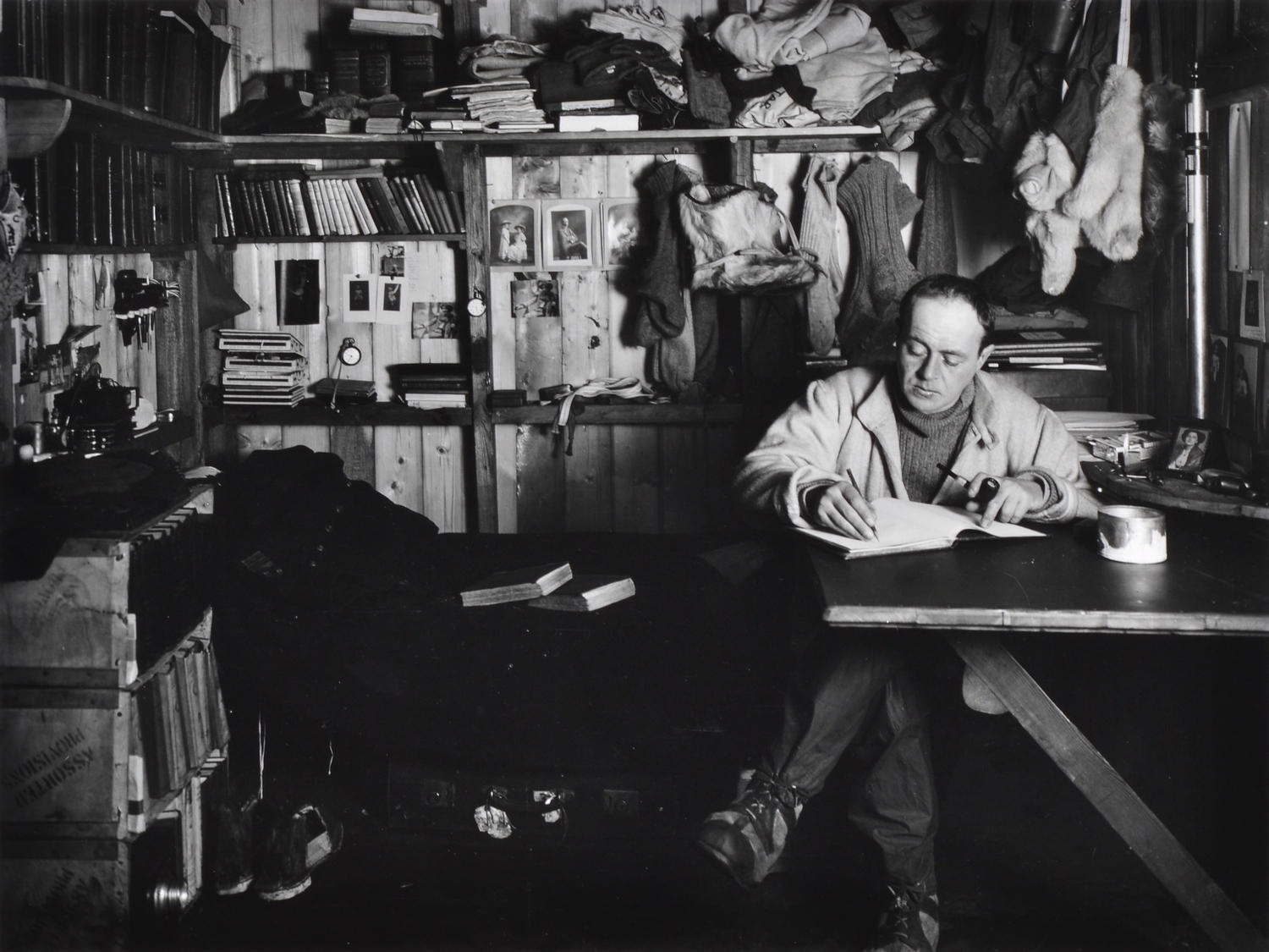 Herbert Ponting | Captain Scott Writing In His Diary Inside The British ...