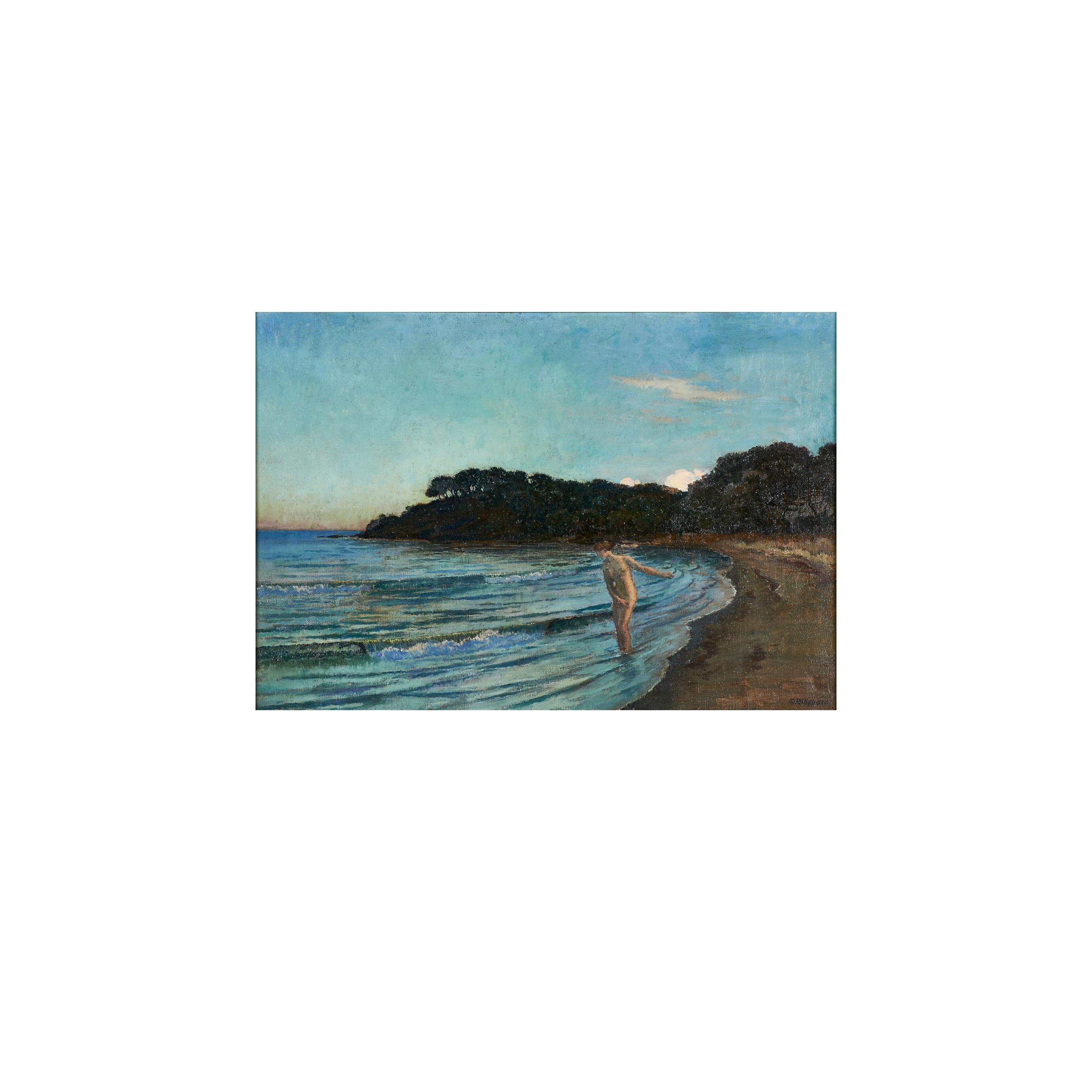 Marie Auguste Emile René Menard | Woman Bather Stepping into a Lake ...